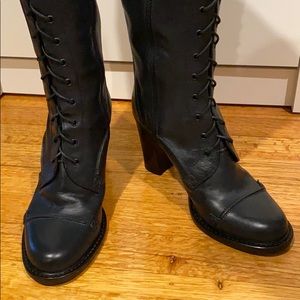 Charles David | Shoes | Kneehigh Military Black Leather Boots | Poshmark
